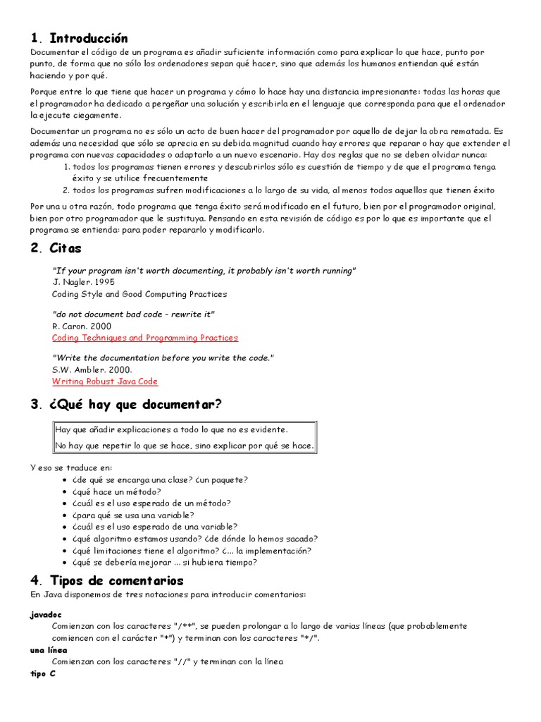 Documentación de Código | PDF | Java (lenguaje de programación) | Software