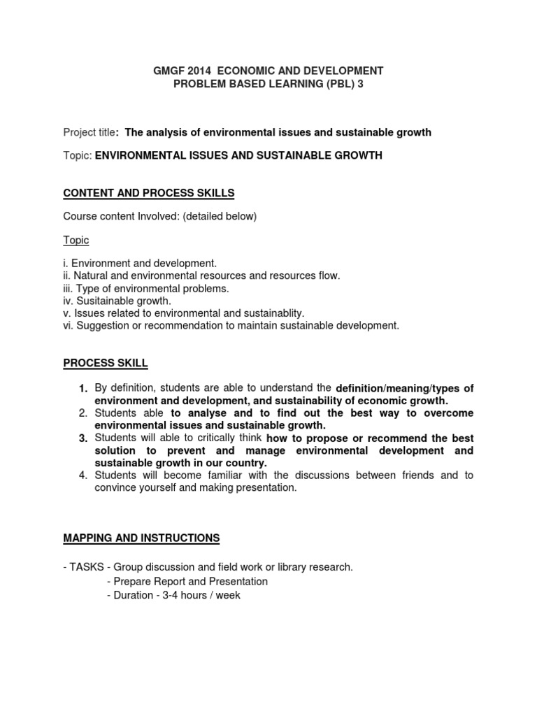 Problem Based Learning (PBL) 3 | PDF | Sustainability | Sustainable ...