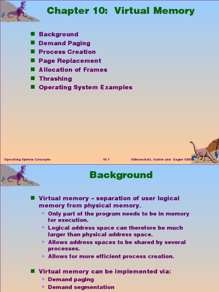 Background Demand Paging Process Creation Page Replacement Allocation of Frames Thrashing ...