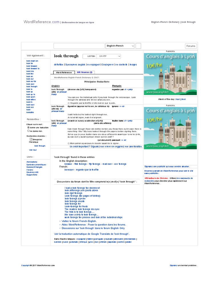 Look Through - English-French Dictionary | PDF