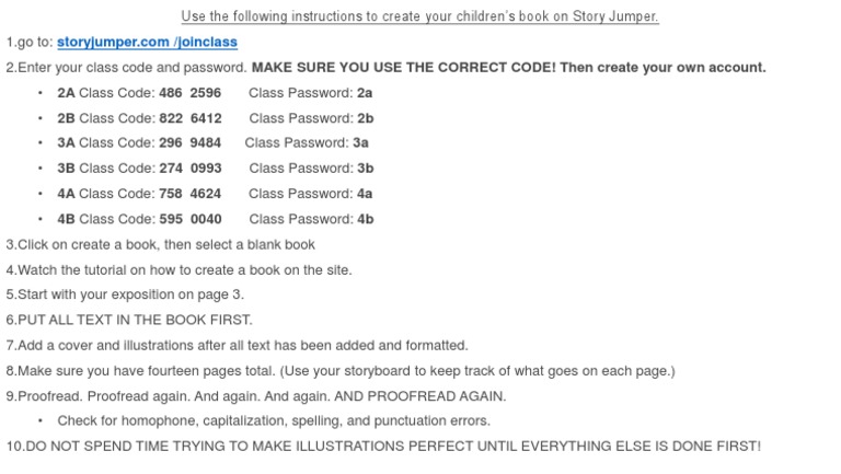 Instructions For Storyjumper Com | PDF