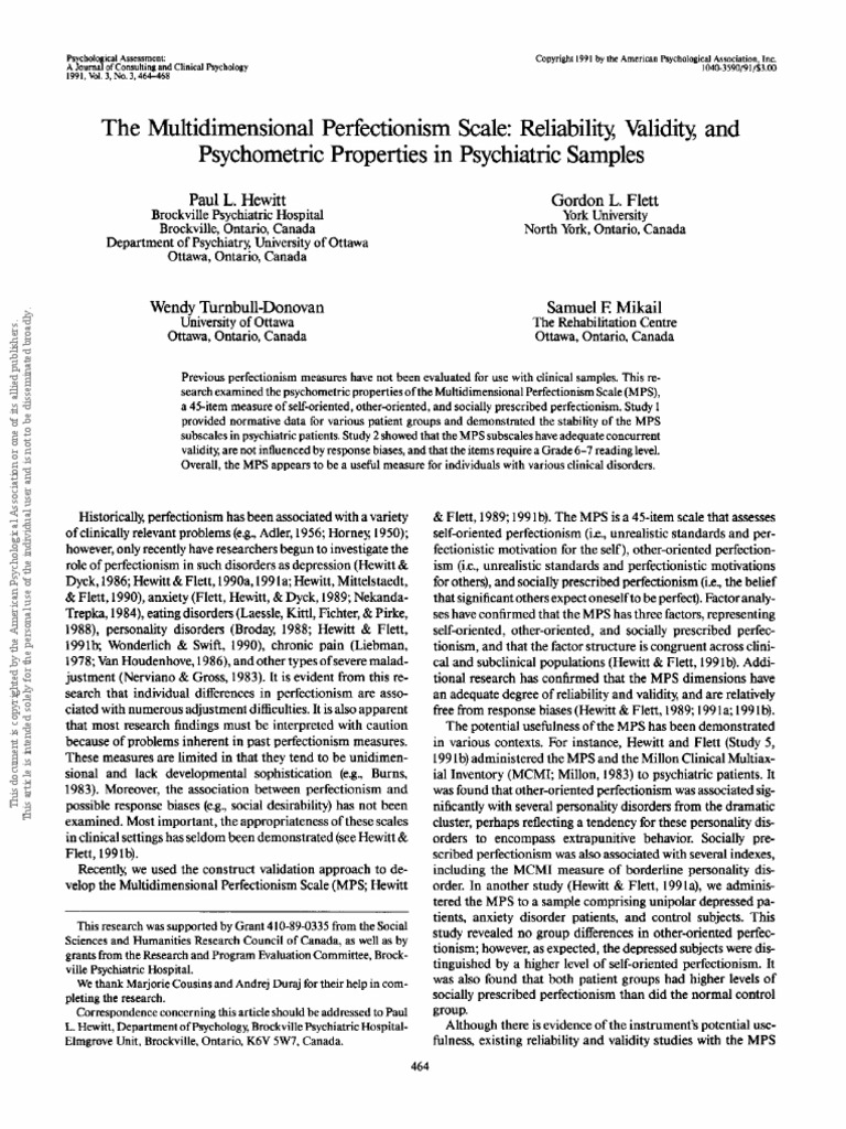 Multidimensional Perfectionism Scale | Perfectionism (Psychology ...