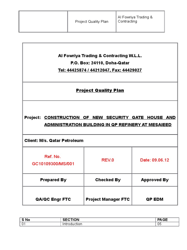 PM Project Quality Plan 8-7-2012 | PDF | Quality Assurance | Audit