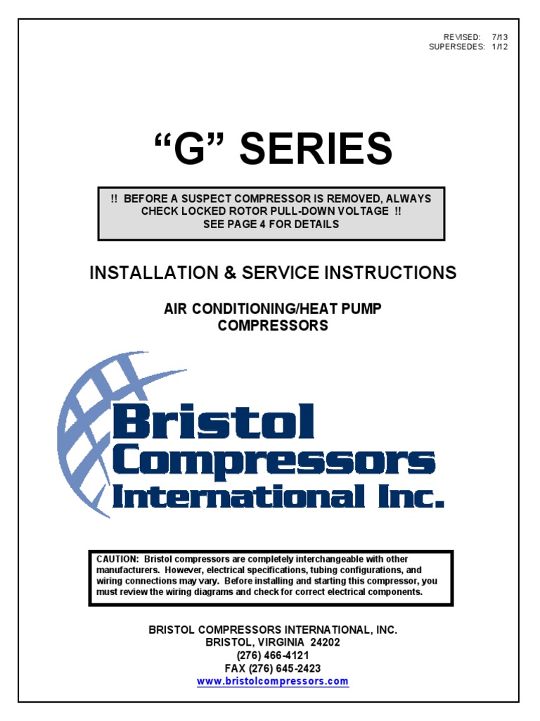 Bristol G Series Compressor Guide | PDF | Pipe (Fluid Conveyance) | Air ...