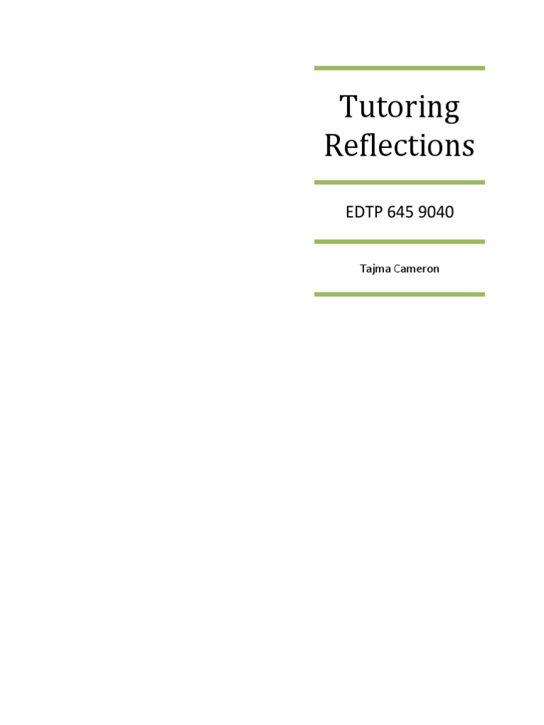 Edtp 645 Tutoring Reflections | PDF | Homework | Tutor