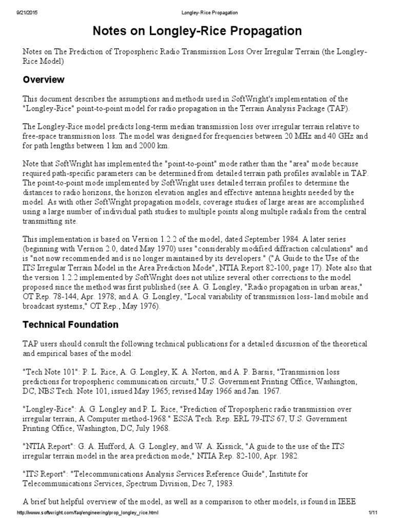 Longley Rice Propagation | PDF | Horizon | Radio Propagation