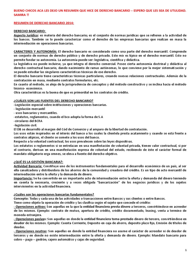 Resumen de Bancario 2014 | PDF | Bancos | Dinero