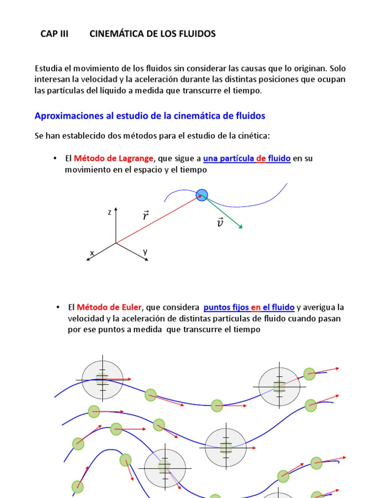 Cinematica de Los Fluidos (HIDRAULICA) | PDF | Cinemática | Velocidad