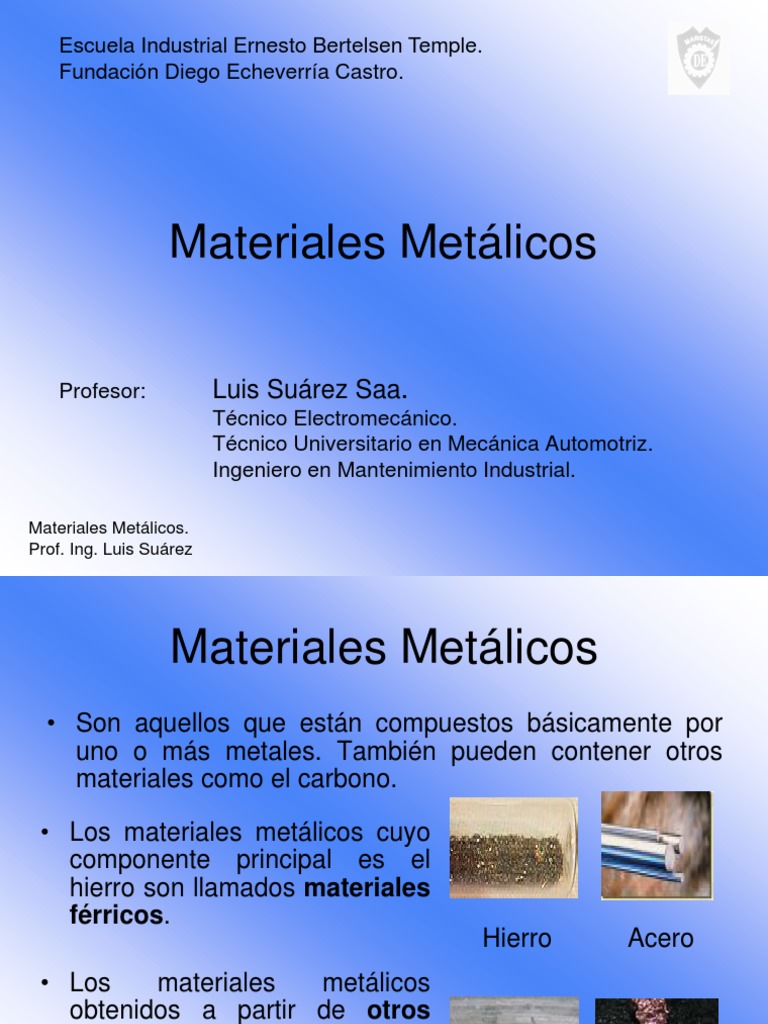 Tipos y Usos de Materiales Metálicos | PDF | Rieles | Cobre