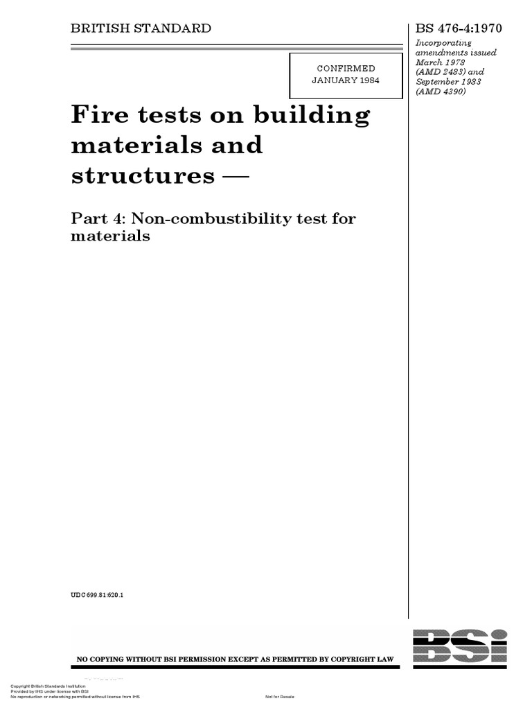BS 476-4 (1970) - Fire Tests On Building Materials and Structures PDF ...