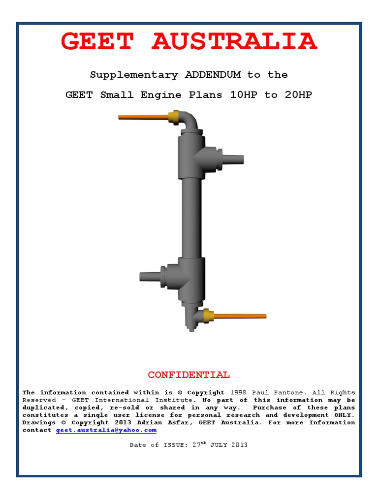 Supplementary Addendum To The GEET Small Engine Plans 10HP To 20 HP ...