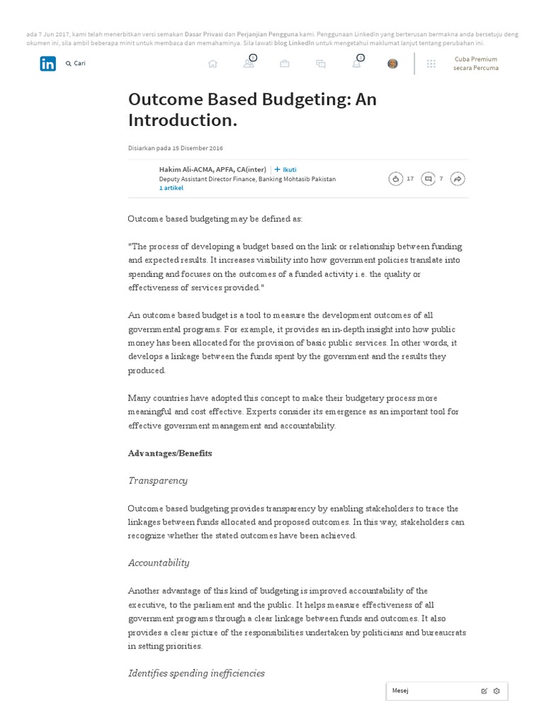 Outcome Based Budgeting - An Introduction | PDF | Public Sphere | Business