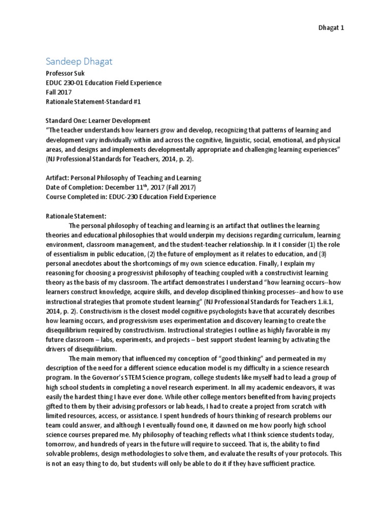 personal philosophy rationale statement | Constructivism (Philosophy Of ...