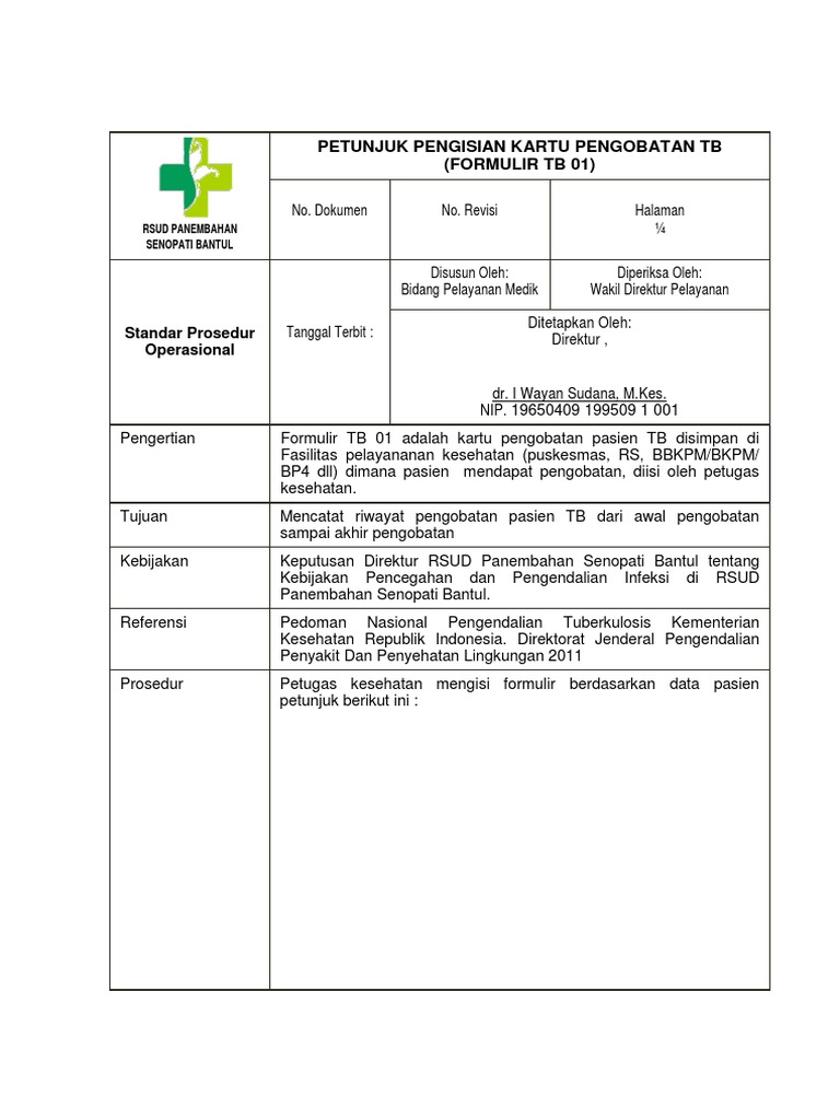Petunjuk Pengisian Formulir TB 01 | PDF | Pengembangan Diri | Kesehatan ...