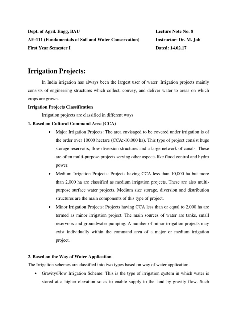 Lecture Irrigation Project | PDF | Irrigation | Earth Sciences