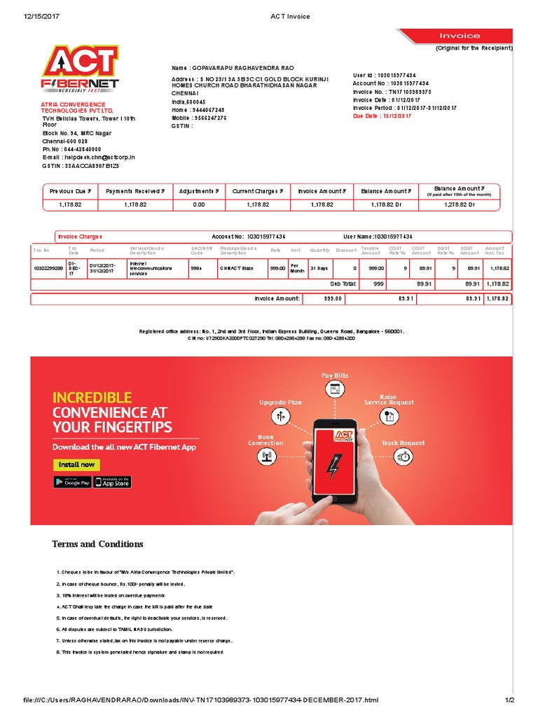 ACT Invoice | Invoice | Cheque | Free 30-day Trial | Scribd