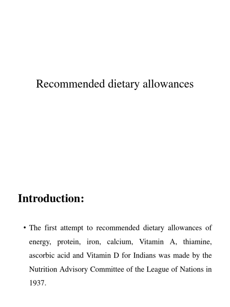 Week 1 - 05 Recommended Dietary Allowances 1A | PDF | Lipid | Vitamin