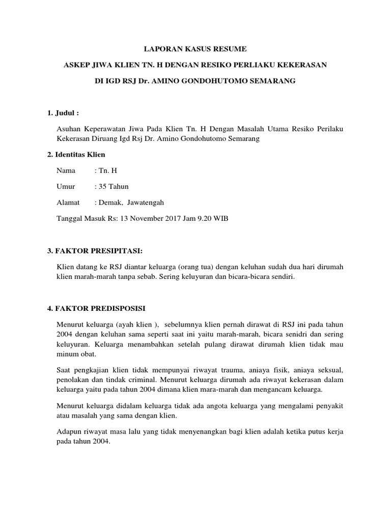 Laporan Kasus Resume RPK | PDF