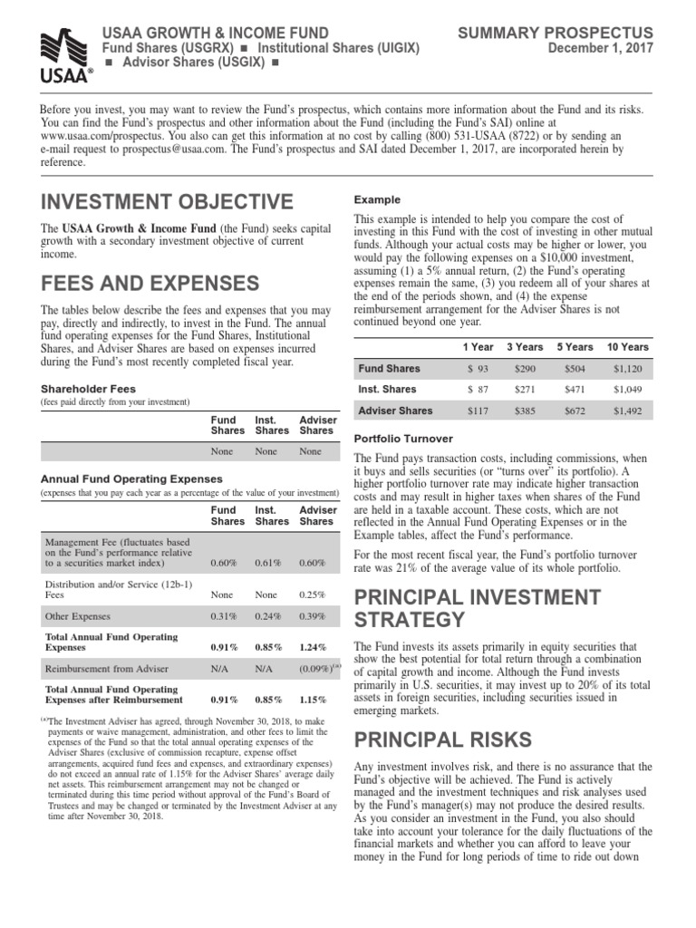USAA - USAA Growth & Income Fund - USGRX - Summary Prospectus 12.01. ...
