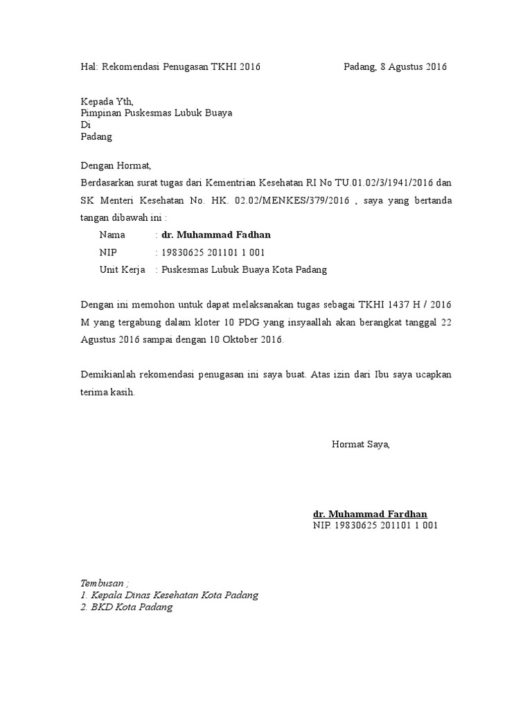 Surat Tugas Tkhi | PDF