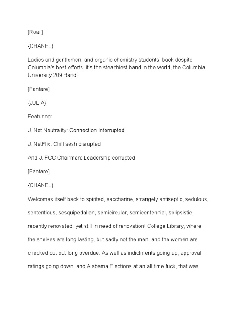 Fall 2017 Orgo Night Script | PDF | General Fiction