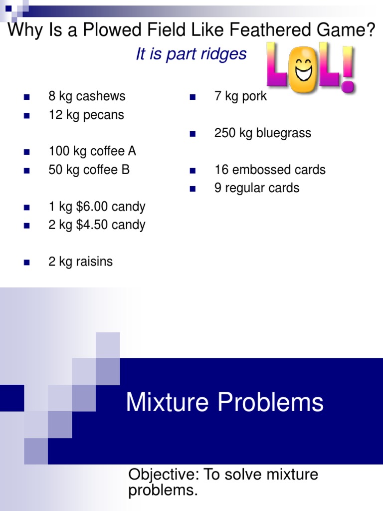 Day 8 Mixture Problems | PDF | Cream | Logical Truth