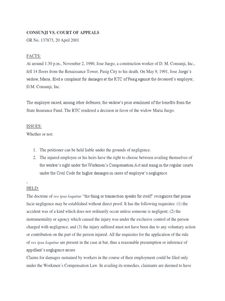 Consunji vs. Court of Appeals | PDF