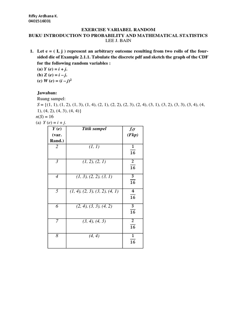 Exercise Variabel Random Hal 83 | PDF