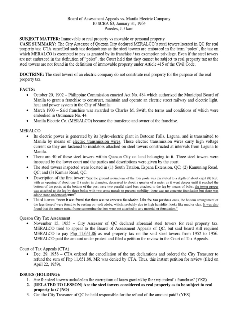 Bd. Assessment Appeals v. Meralco | PDF | Taxes | Government Information