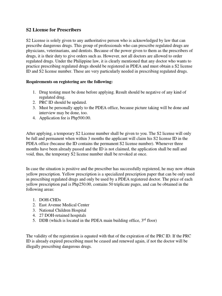 S2 License For Prescribers | PDF