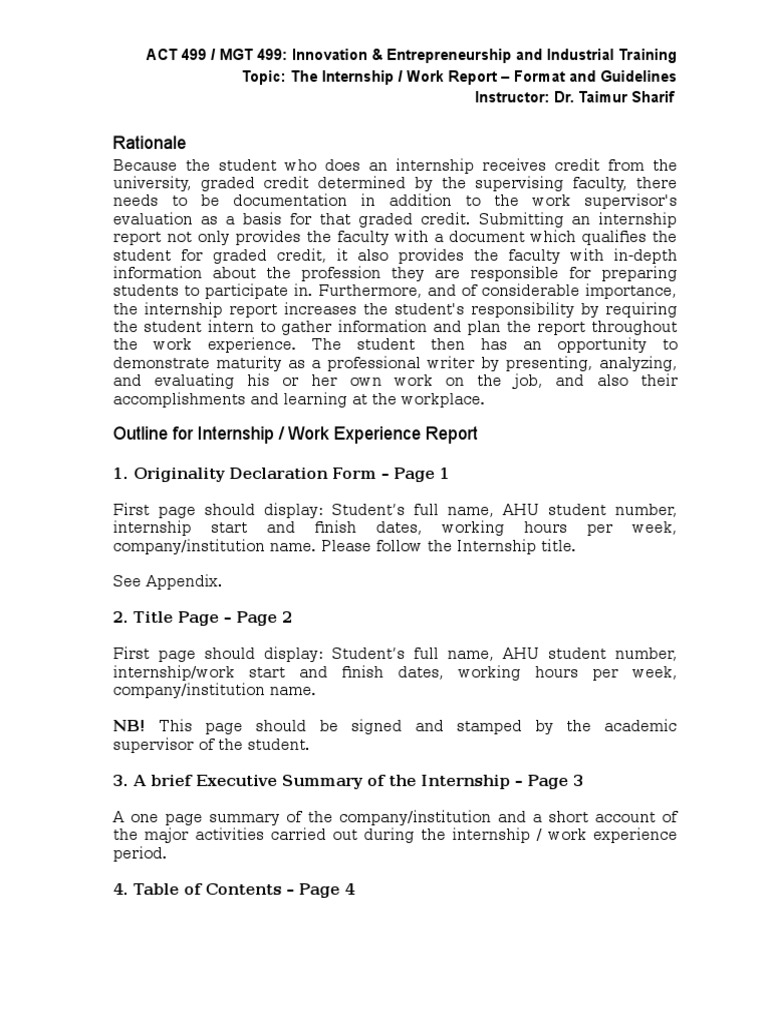 Internship Report Guideline 1 | PDF | Internship | Job Hunting