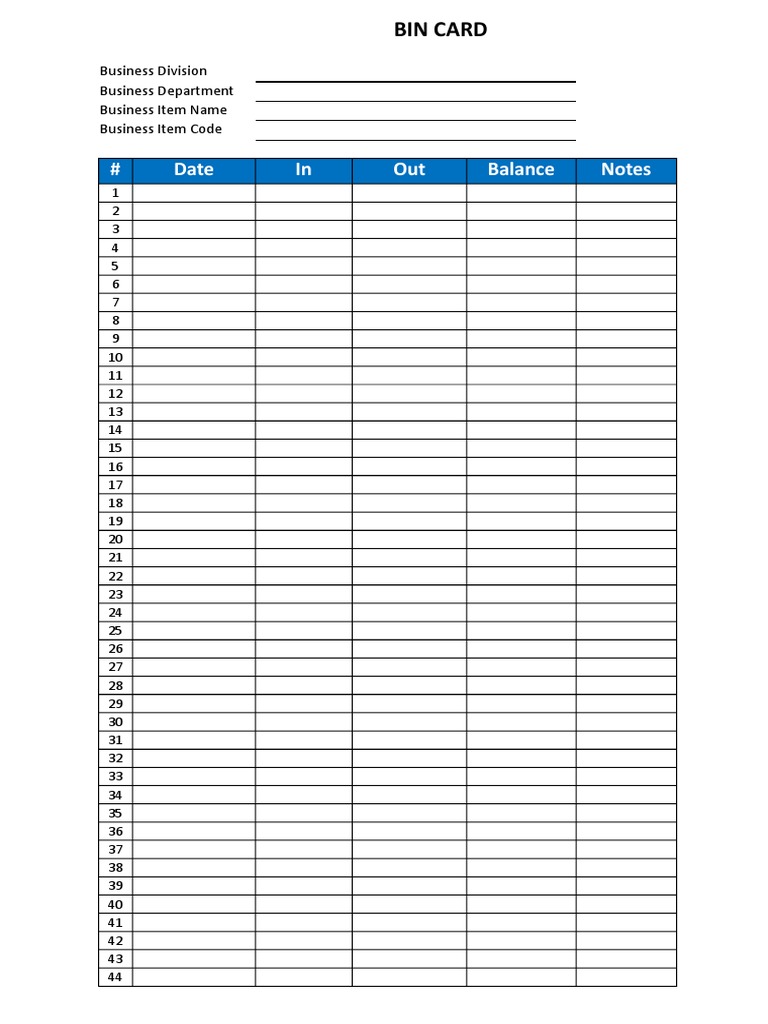 Bin Card Format Excel | PDF | Business
