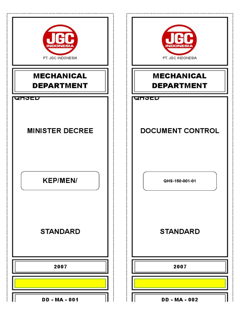 JGC Indonesia Mechanical Department Standards | PDF | Business