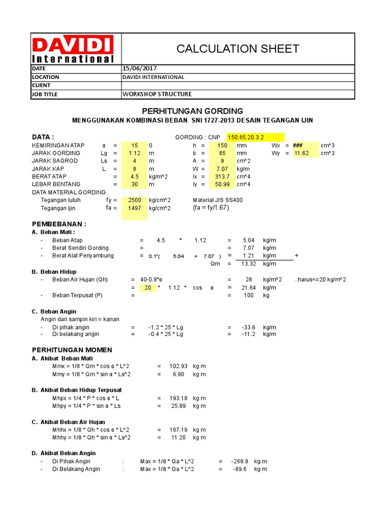 Perhitungan Gording | PDF