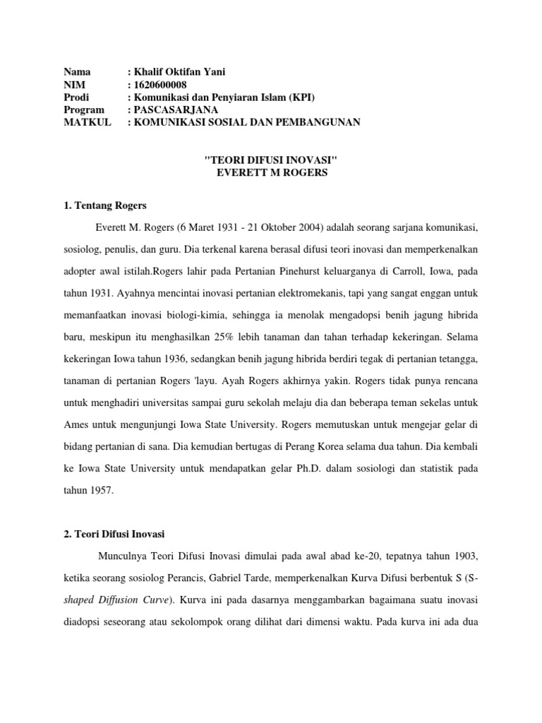 Teori Difusi Inovasi | PDF