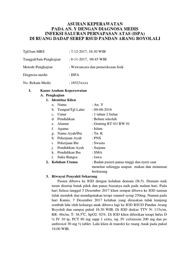 Asuhan Keperawatan ISPA Anak 1 Tahun | PDF