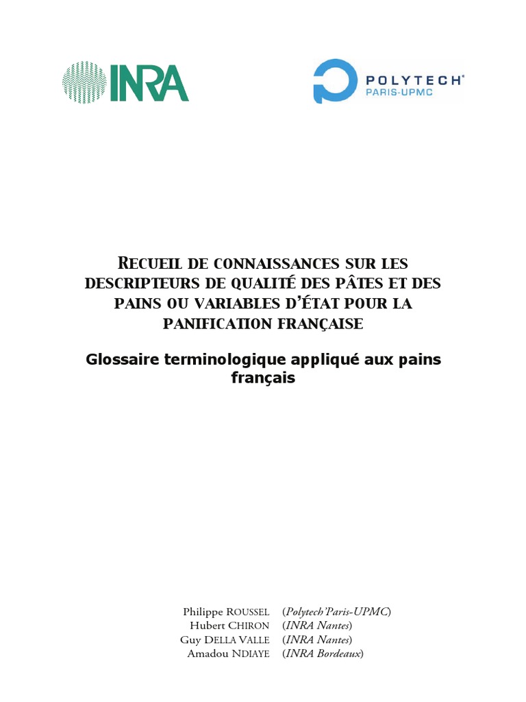 Glossaire sur la panification française | PDF | Pains | Boulangerie