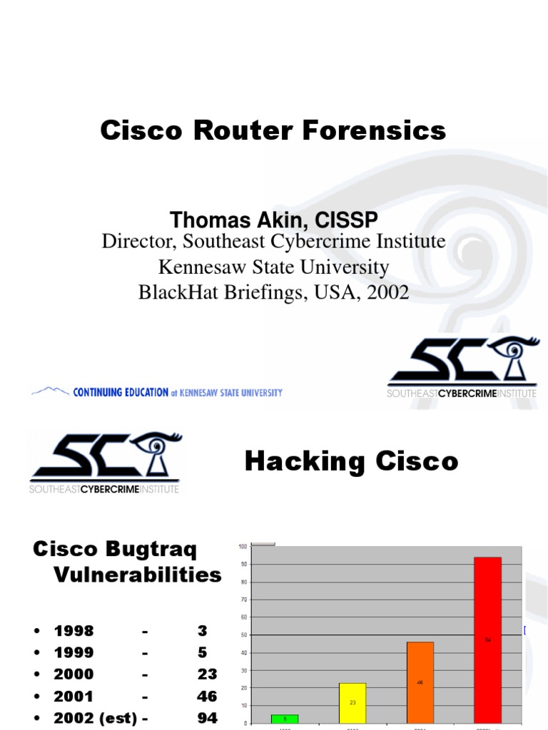 Cisco Router Forensics: Director, Southeast Cybercrime Institute Kennesaw State University ...