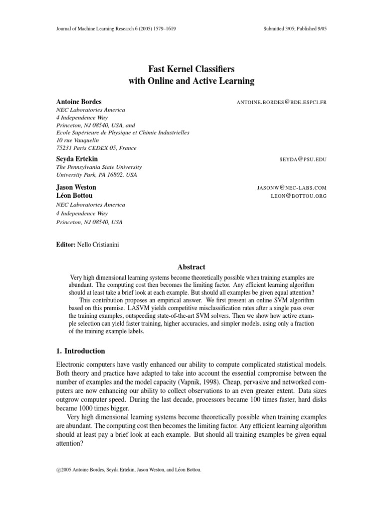 Fast Kernel Classifiers | Download Free PDF | Mathematical Optimization | Teaching Mathematics