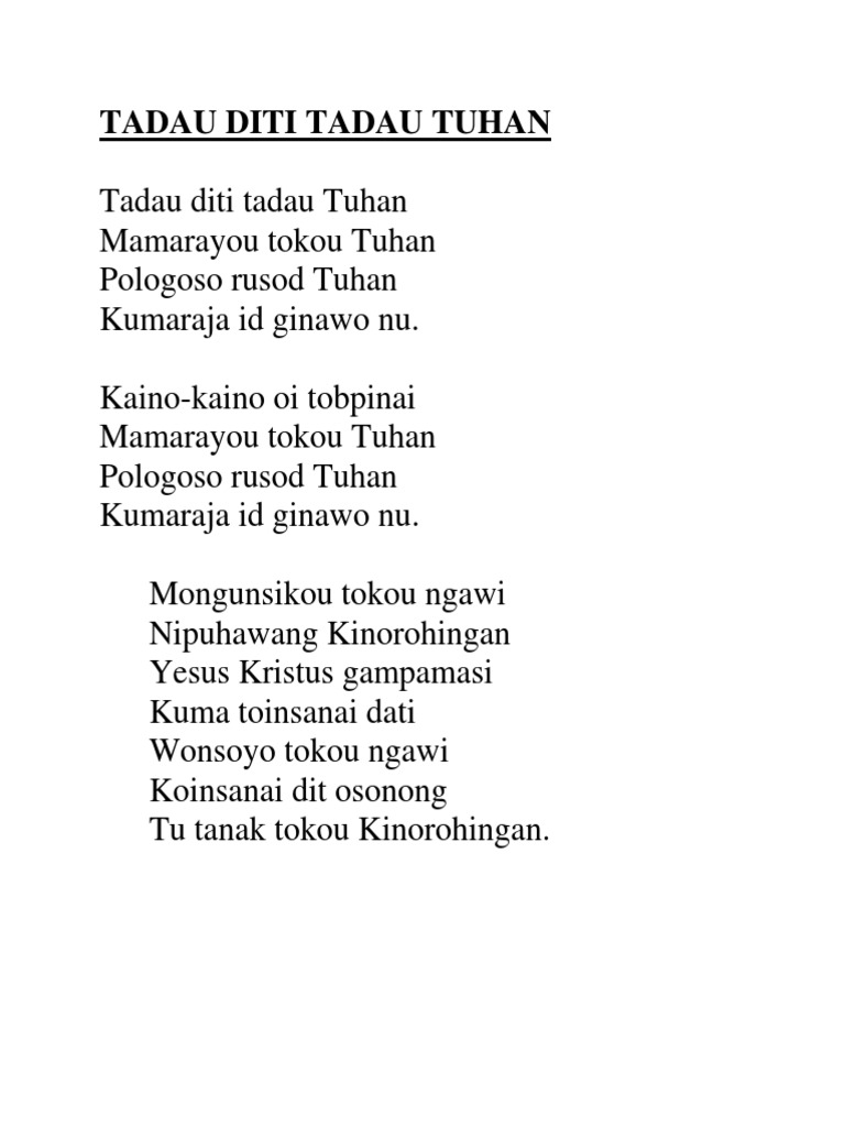 Tadau Diti Tadau Tuhan | PDF
