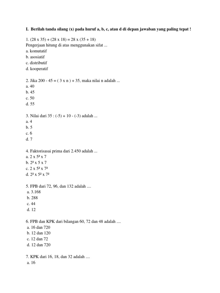 Soal Ulangan MTK | PDF