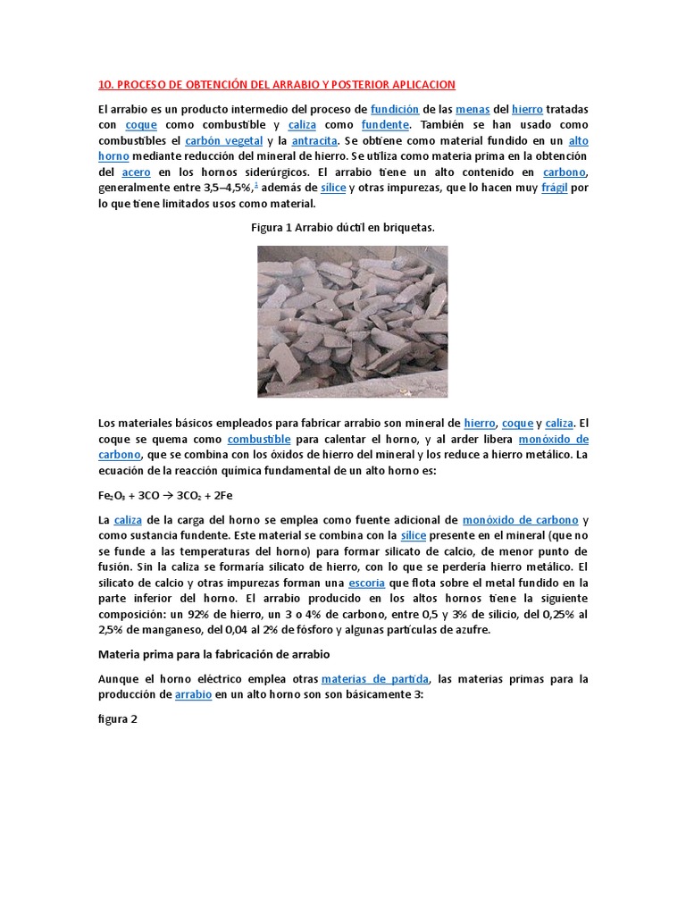 Proceso de Obtención Del Arrabio y Posterior Aplicacion... Fundi ...