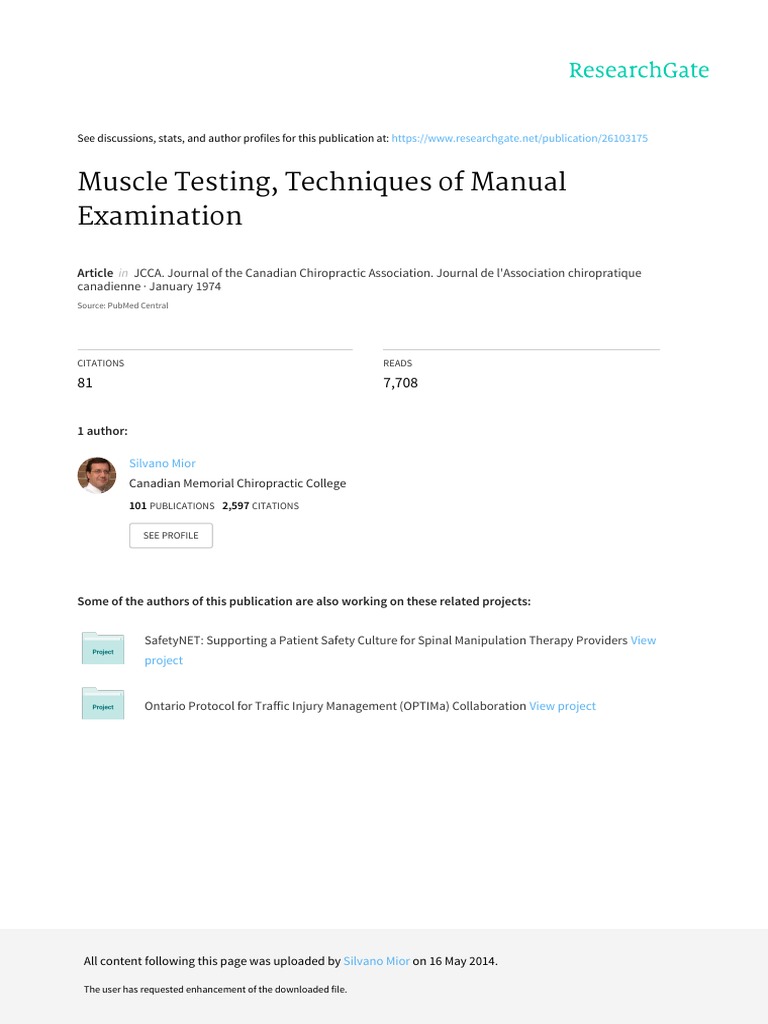 Muscle Testing Techniques of Manual Examination PDF | PDF ...