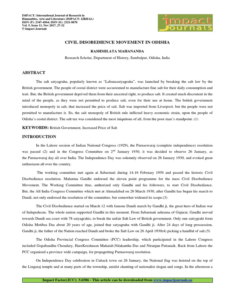 3.format Hum-Civil Disobedience Movement in Odisha | PDF | Indian ...