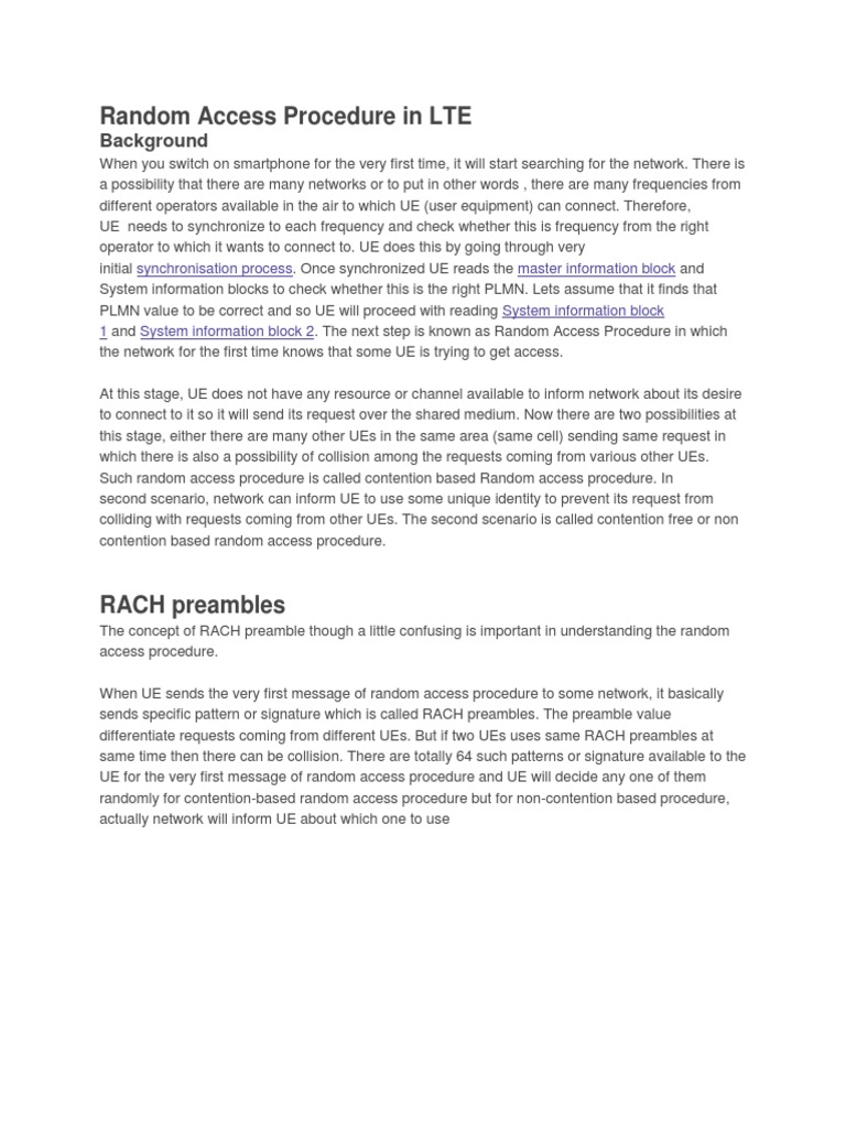LTE Random Access Procedure Guide | PDF | Randomness | Telecommunications