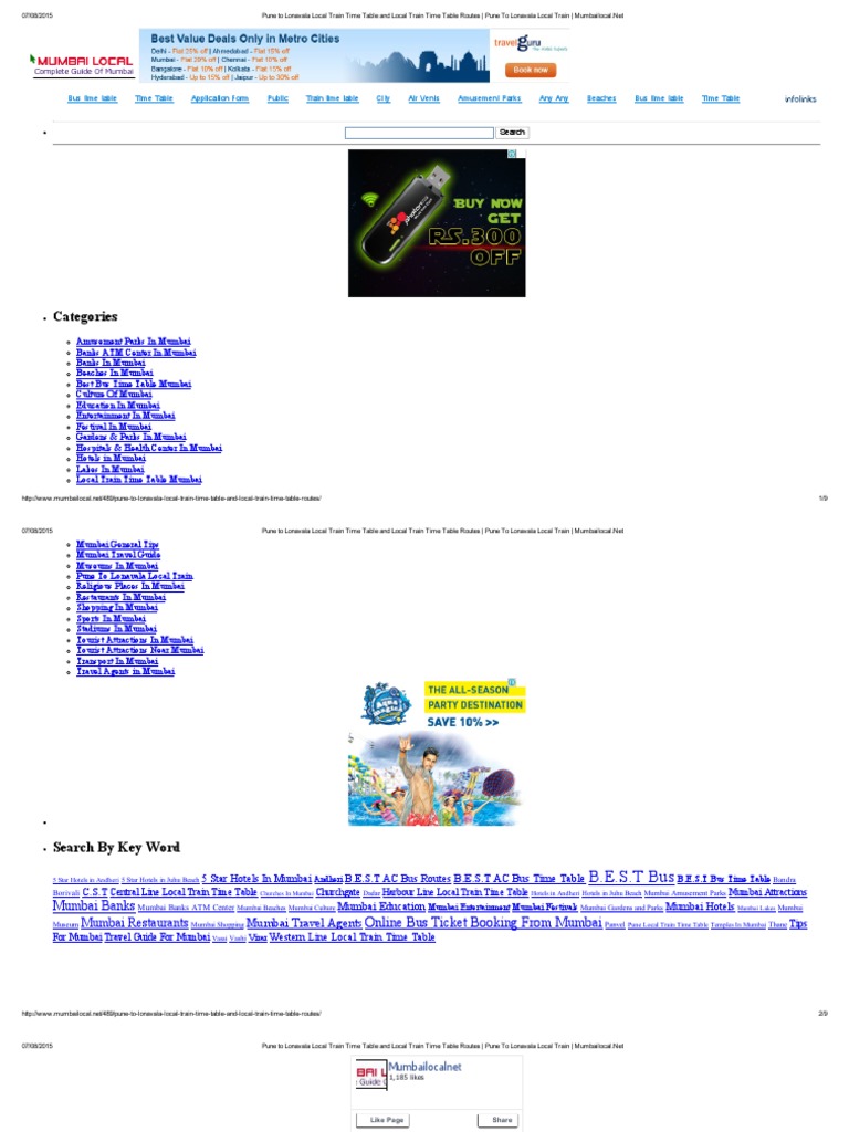 Pune To Lonavala Local Train Time Table and Local Train Time Table ...