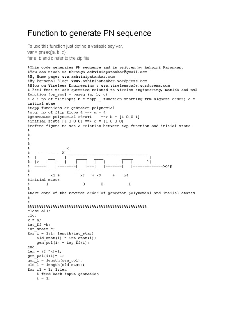 Function To Generate PN Sequence | Download Free PDF | Theoretical Computer Science | Computer ...