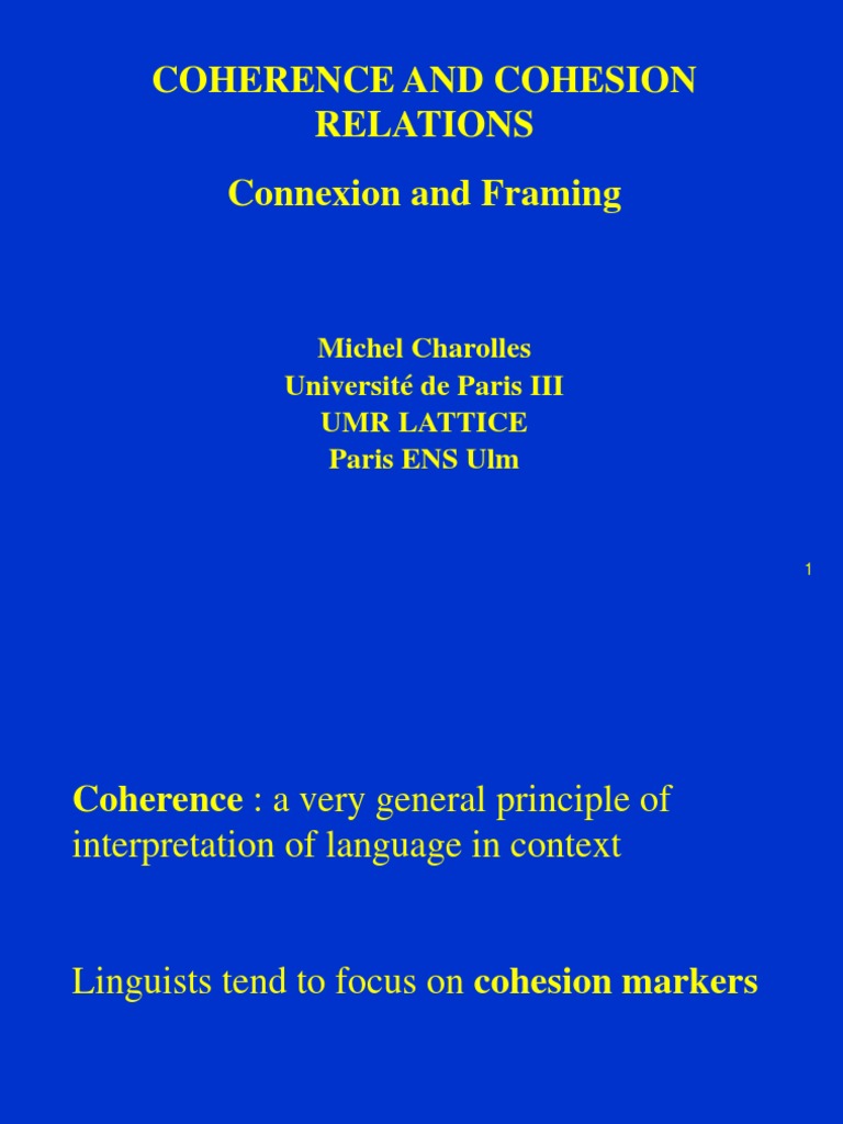 Coherence Cohesion Relations | PDF | Syntax | Linguistic Morphology