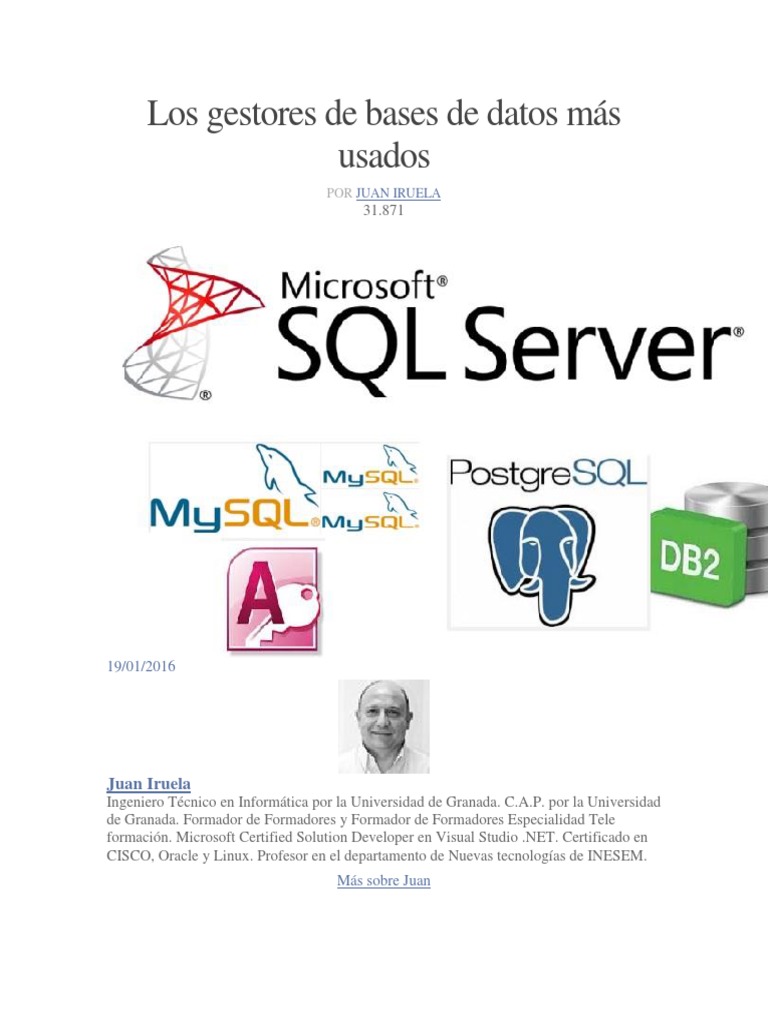 Los Gestores de Bases de Datos Más Usados | PDF | Postgre Sql | Bases ...