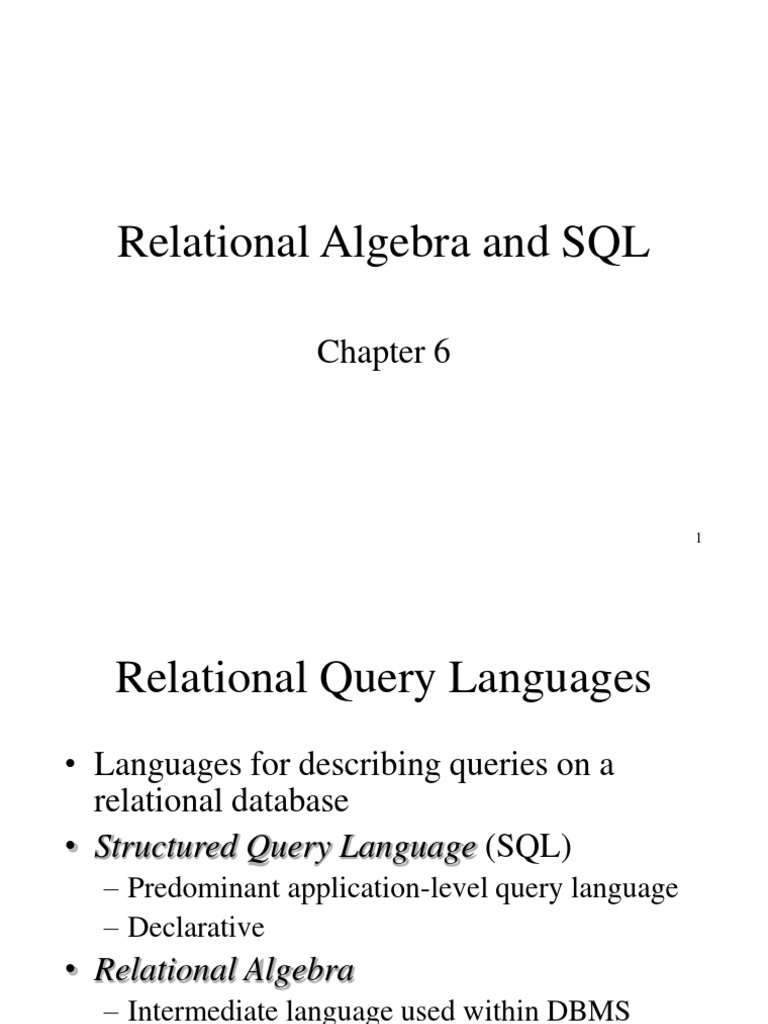Relational Algebra and SQL | PDF | Relational Database | Sql